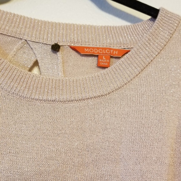 Modcloth | Sweaters | Modcloth Cutout Back Rose Gold Metallic Sweater ...
